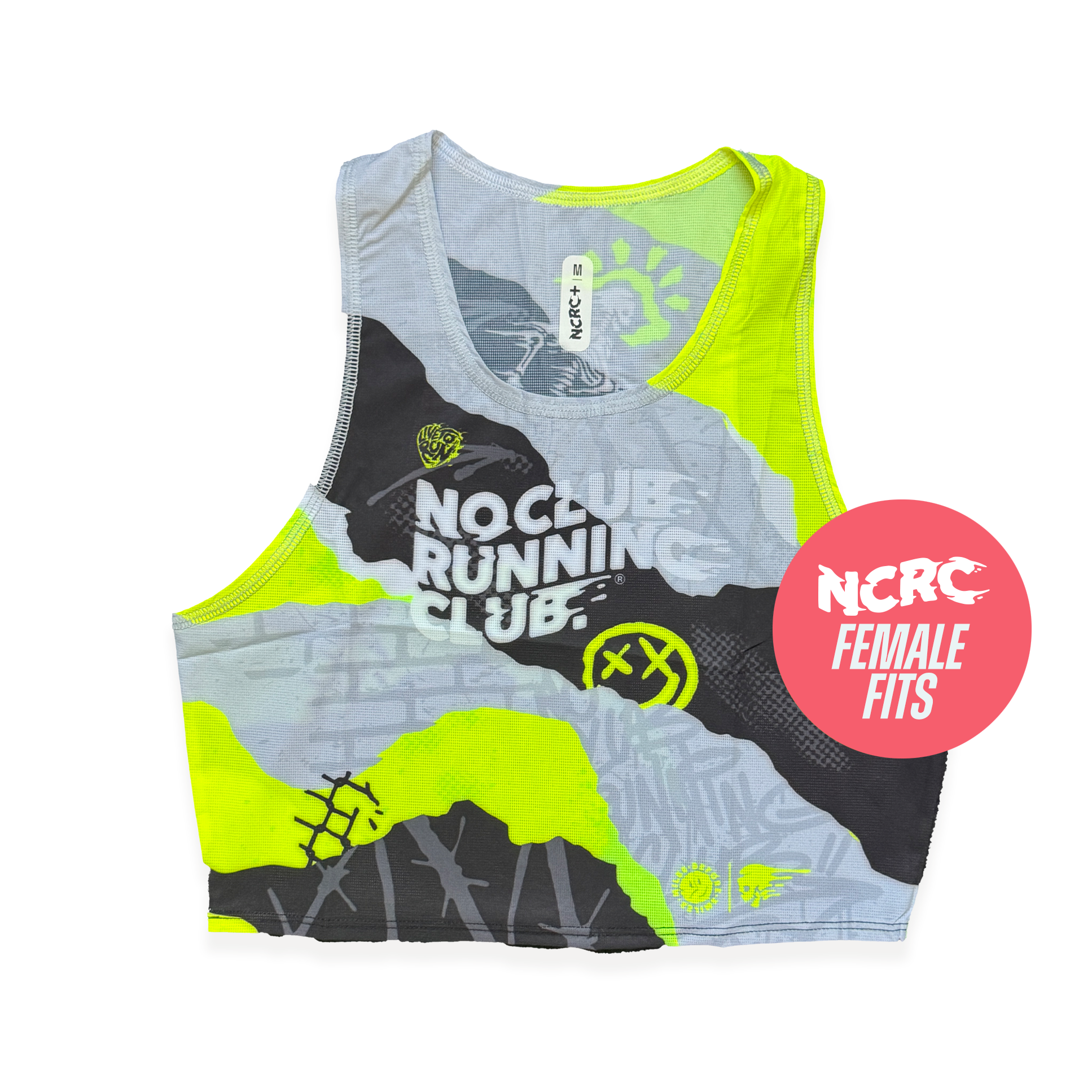 NCRC + : Female Fits - Crop Race Day Singlet - Tore Up - Fluro Lemon ...